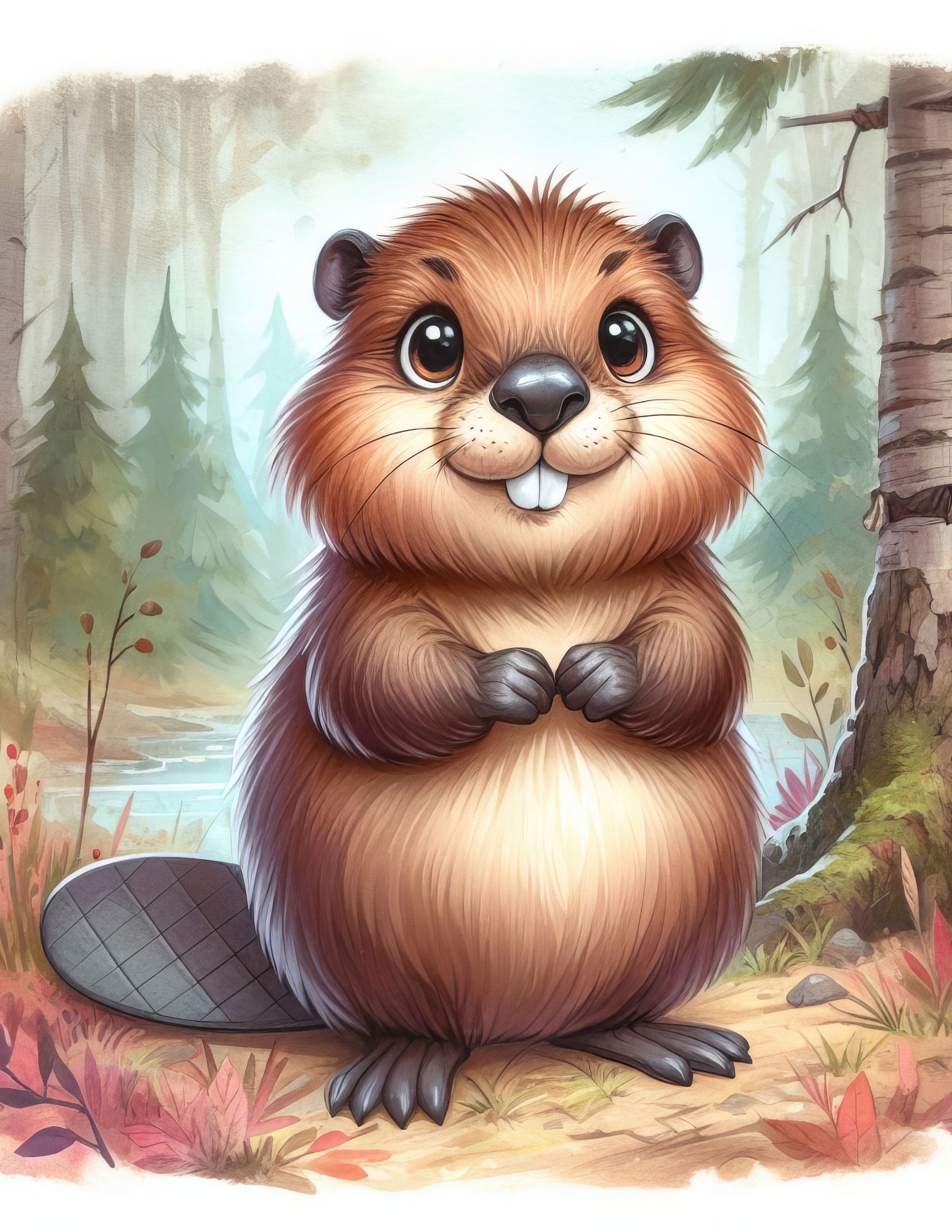 Cute Woodland Animals Clip Art Kit 10 High Res Watercolor Jpgs for Junk ...
