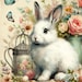 Vintage White Rabbit Bundle 10 High Res Watercolor Jpgs for Junk ...