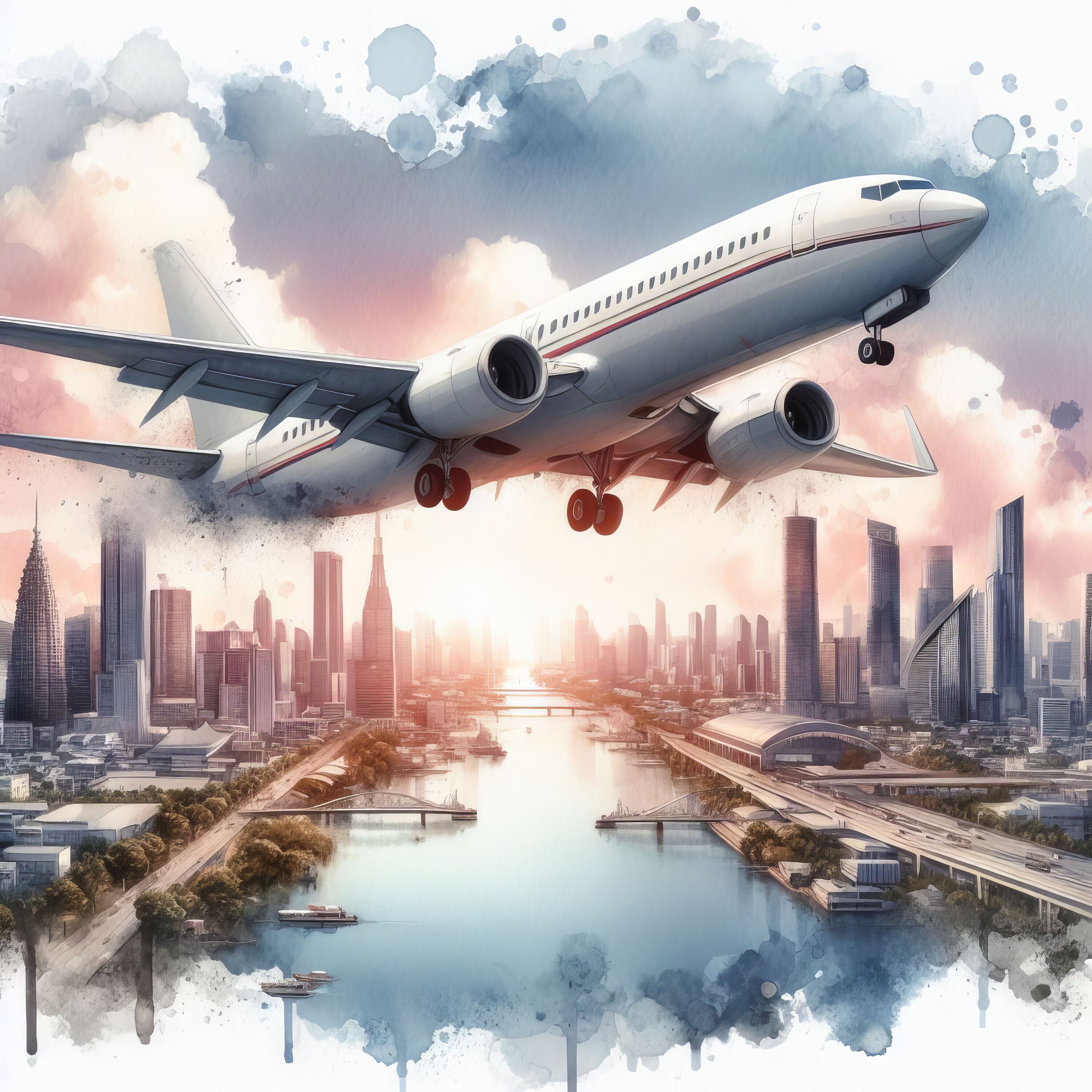 Leaving on a Jet Plane: Clip Art, 10 High Res Watercolor Jpgs, Junk ...
