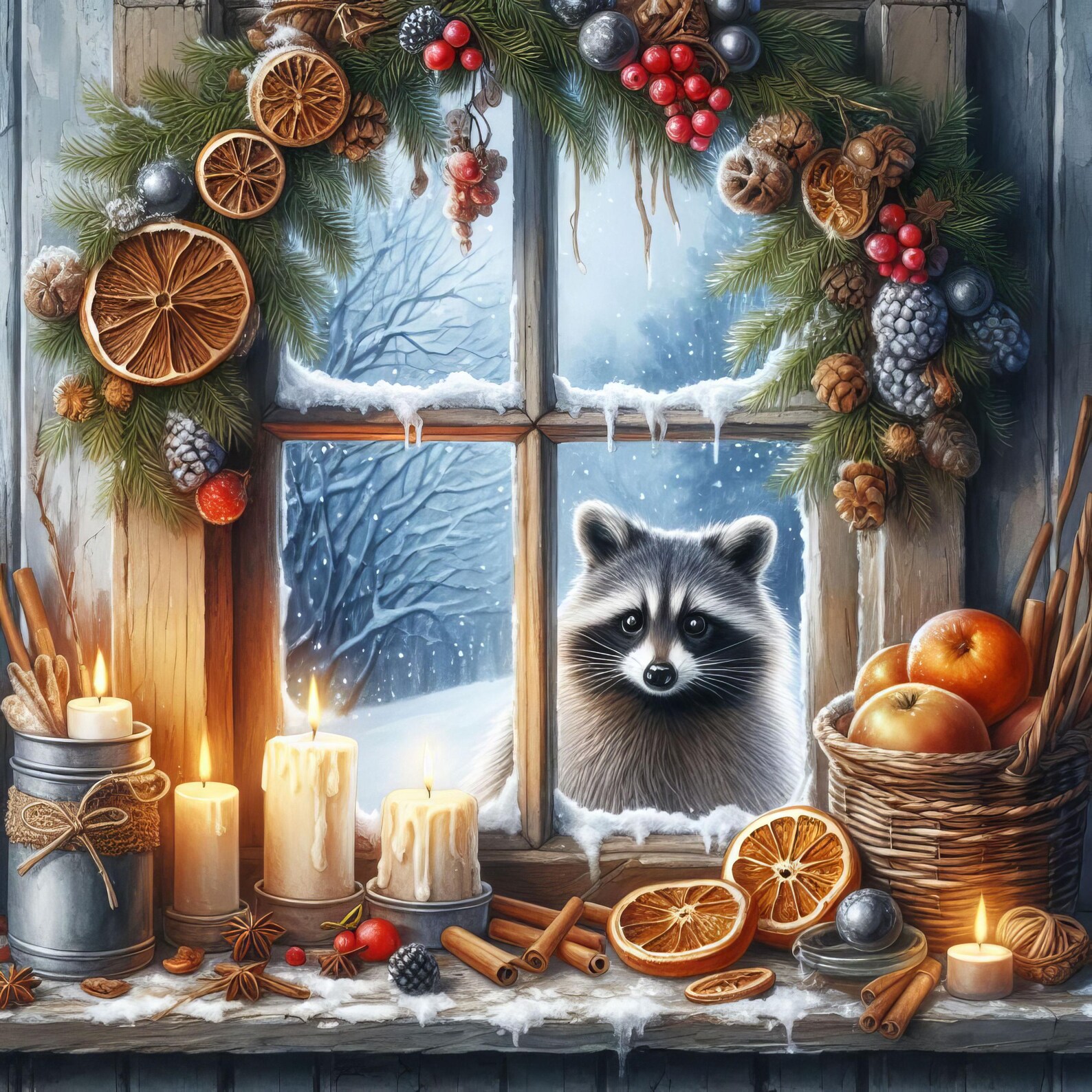 Christmas Window and Friends: Clip Art, 10 High Res Watercolor Jpgs ...