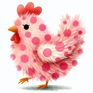 Pink Polka Dot Chicken: Clip Art, 10 High Res Watercolor Jpgs, Junk ...