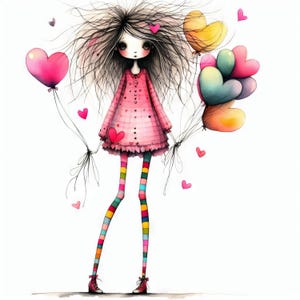 Quirky Heart Balloons: Clip Art 10 High Res Watercolor Jpgs Junk ...