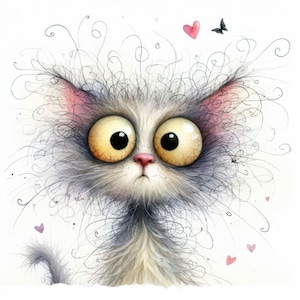 Frazzled Cat Clip Art 10 High Res Watercolor Jpgs for Junk Journaling ...