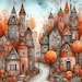 Quirky Fall Town: 10 High Res Watercolor Jpgs, Junk Journaling ...