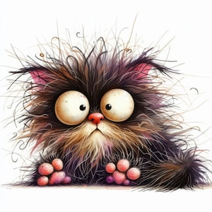 Frazzled Cat #2 Clip Art 10 High Res Watercolor Jpgs for Junk ...