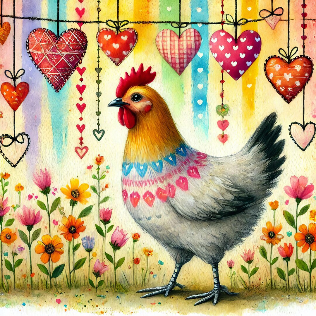 In Love With Chickens Clip Art 10 High Res Watercolor Jpgs Junk ...
