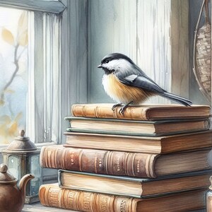 Birds and Books Clip Art Bundle 10 High Res Watercolor Jpgs for Junk ...