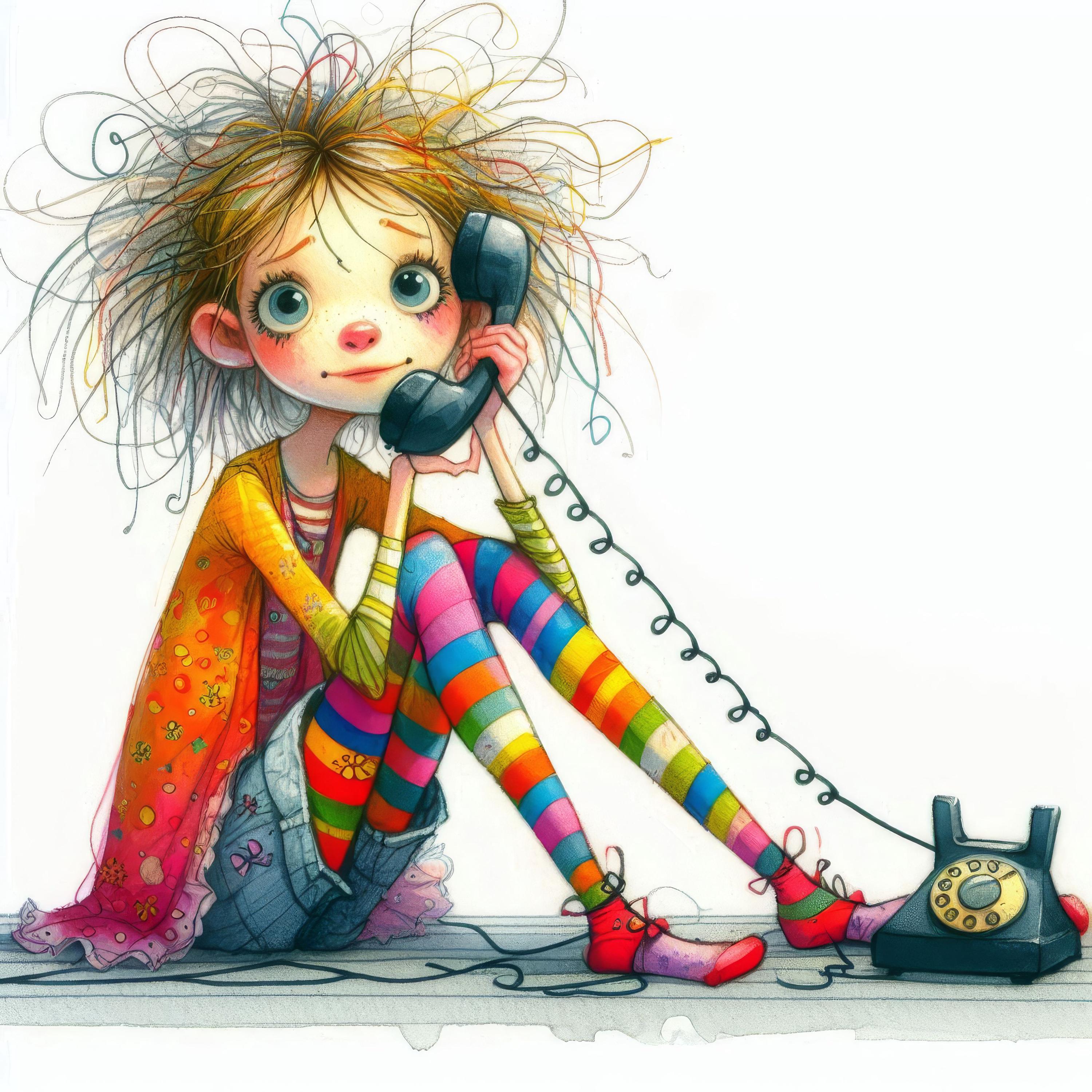 Quirky Telephone: Clip Art, 10 High Res Watercolor Jpgs, Junk ...
