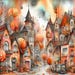 Quirky Fall Town: 10 High Res Watercolor Jpgs, Junk Journaling ...