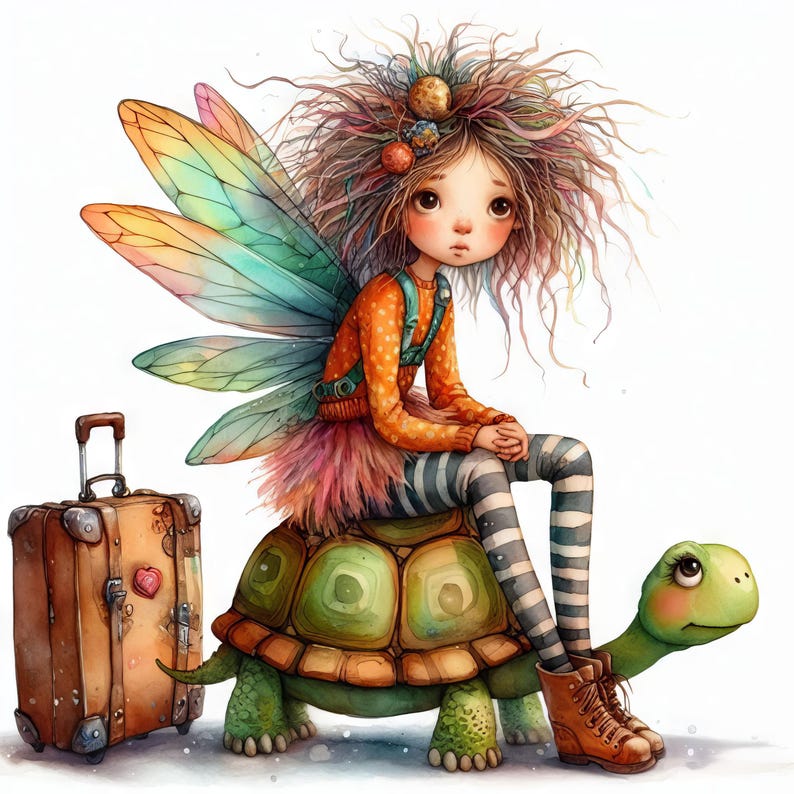Quirky Turtle Ride: 10 High Res Watercolor Jpgs, Junk Journaling ...