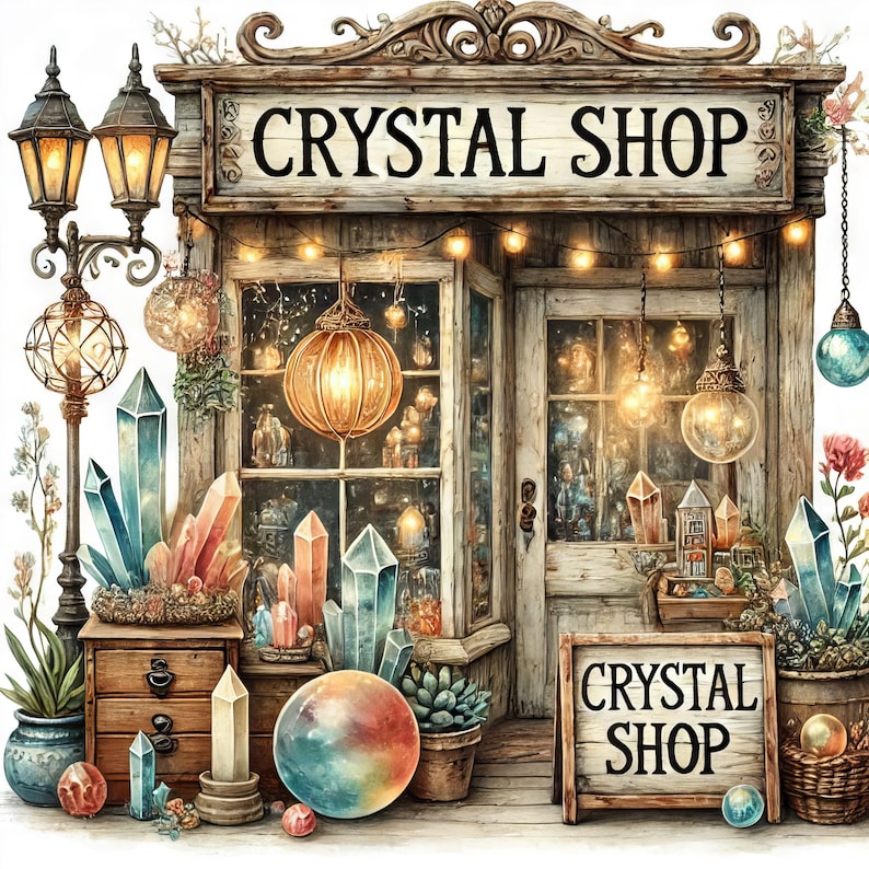 Crystal Shop: 10 High Res Watercolor Jpgs, Junk Journaling ...
