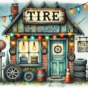 Tire Shop: Clip Art, 10 High Res Watercolor Jpgs, Junk Journaling ...