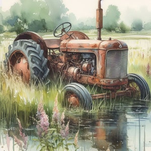 Rusty Old Tractor 10 High Res Watercolor Jpgs for Junk Journaling ...