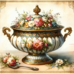 Victorian Tureen: Clip Art, 10 High Res Watercolor Jpgs, Junk ...