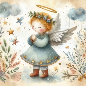 Whimsical Angel: Clip Art 10 High Res Watercolor Jpgs for Junk ...