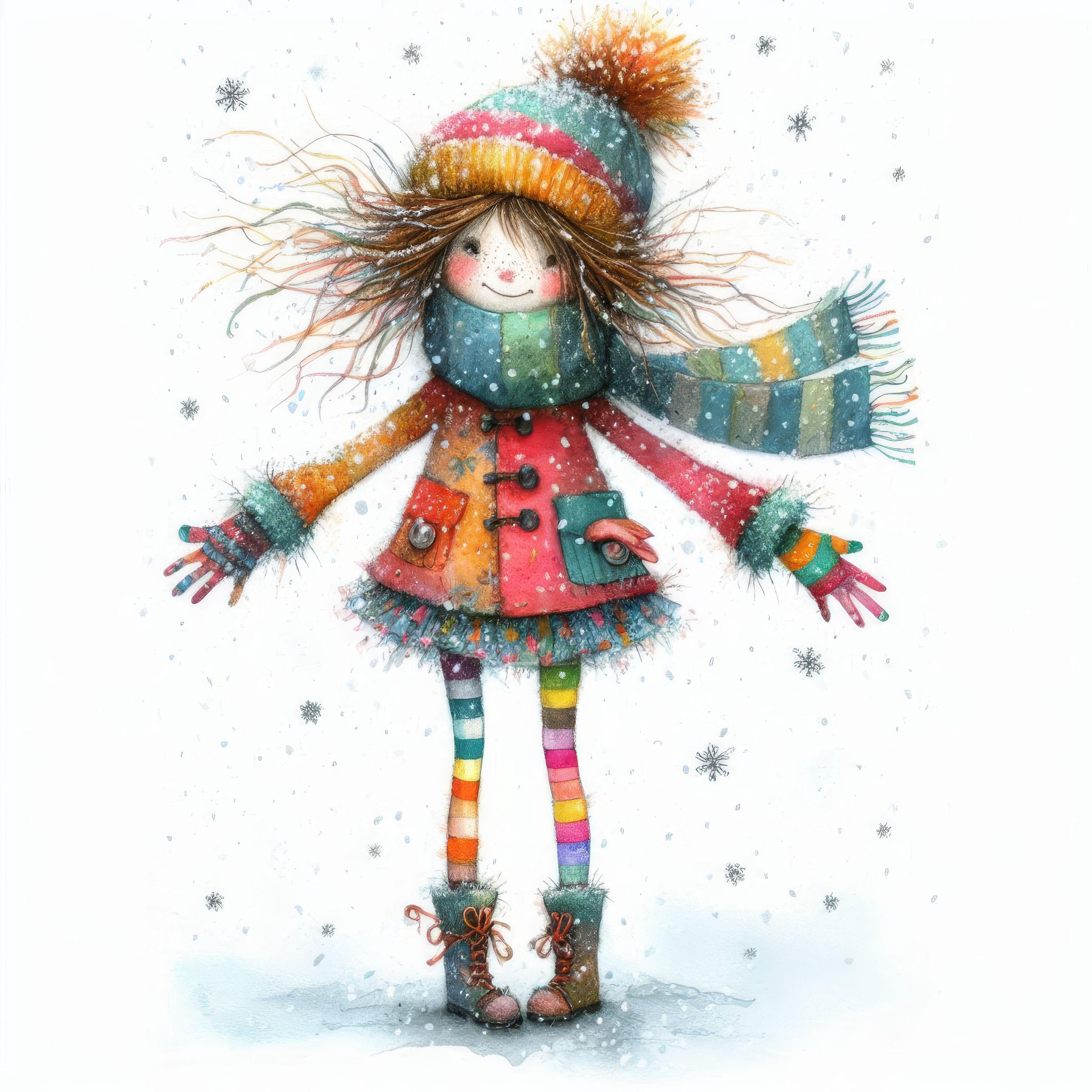 Quirky Snowfall: Clip Art, 10 High Res Watercolor Jpgs, Junk Journaling ...