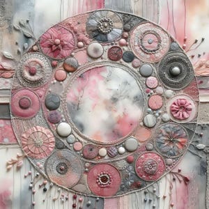 Pink Boho Fabric Collage: 10 High Res Watercolor Jpgs, Junk Journaling ...