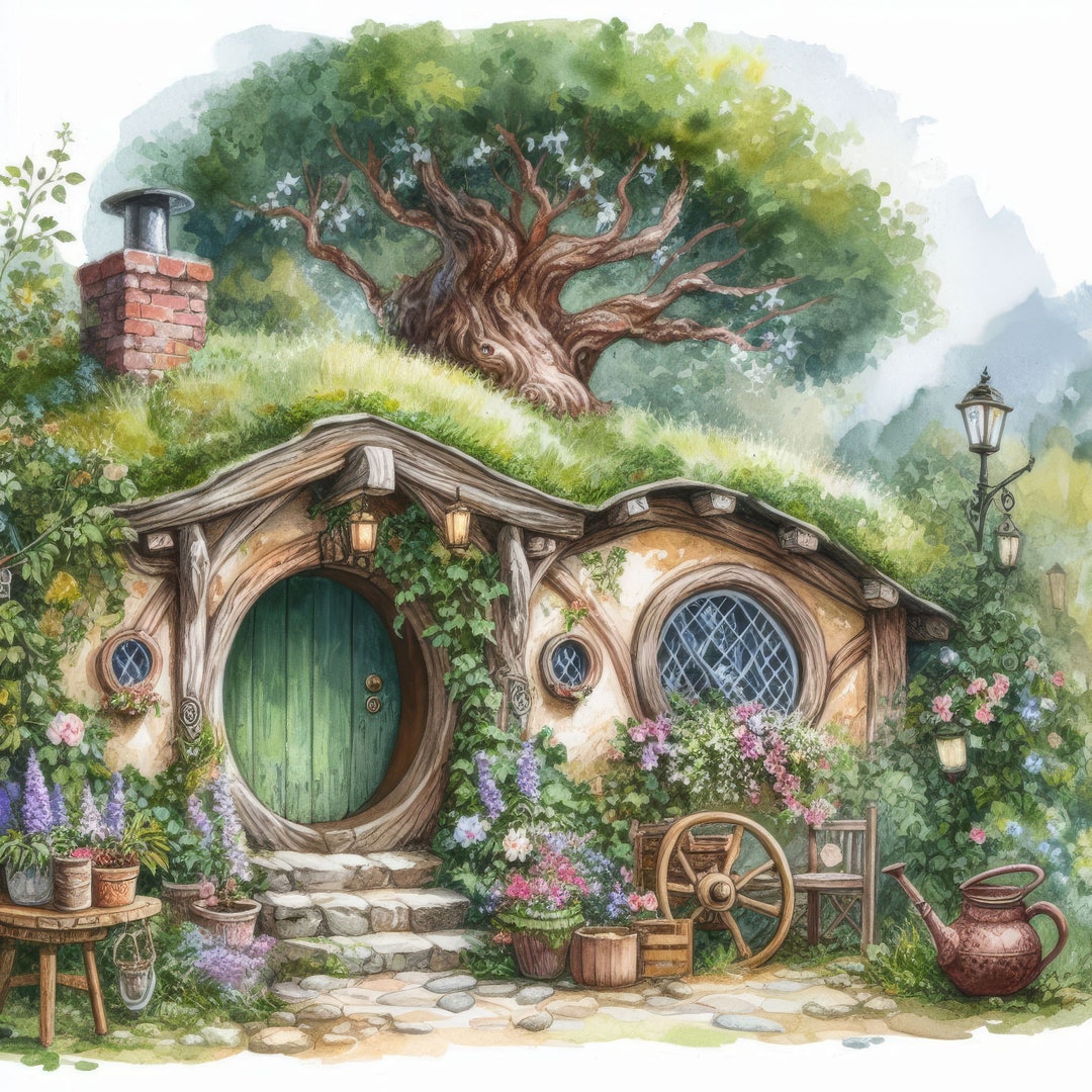 Hobbit House Clip Art Bundle 10 High Res Watercolor Jpgs for Junk ...