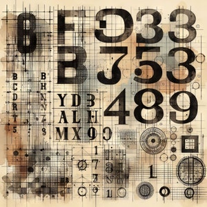 Grunge Letters and Numbers Clip Art Bundle 10 High Res Watercolor Jpgs ...