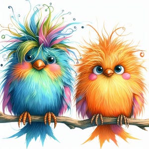 Quirky Birds on a Branch: 10 High Res Watercolor Jpgs, Junk Journaling ...