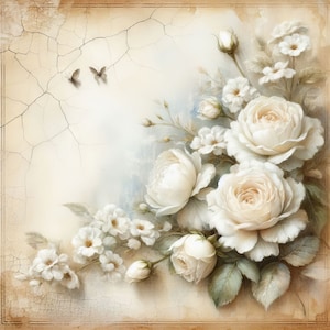 White Rose Paper Clip Art 10 High Res Watercolor Jpgs for Junk ...