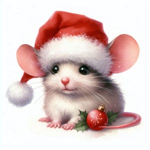 Sweet Christmas Mouse: 10 High Res Watercolor Jpgs, Junk Journaling ...