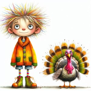 Quirky Turkey Clip Art 10 High Res Watercolor Jpgs Junk Journaling ...