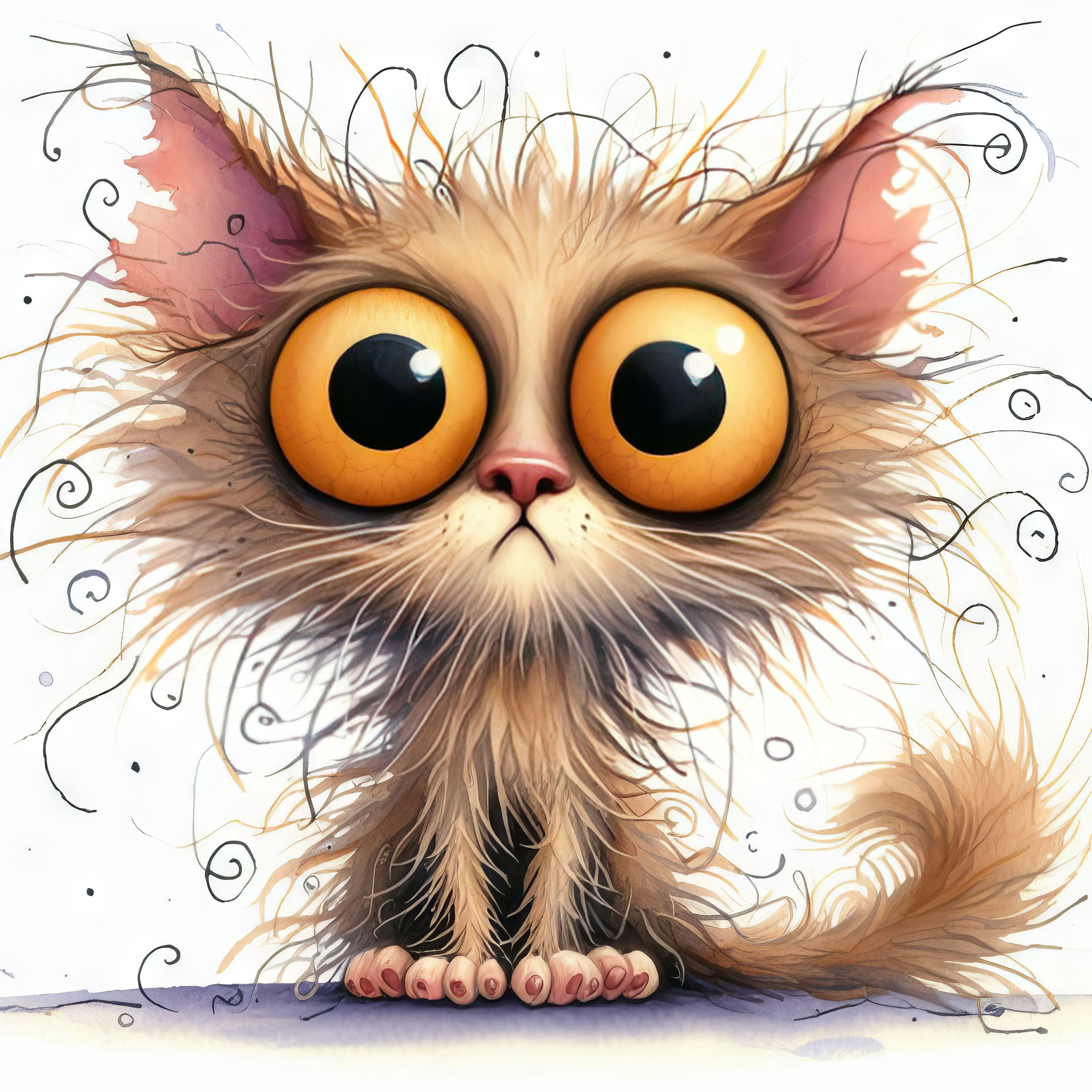 Frazzled Cat #2 Clip Art 10 High Res Watercolor Jpgs for Junk ...