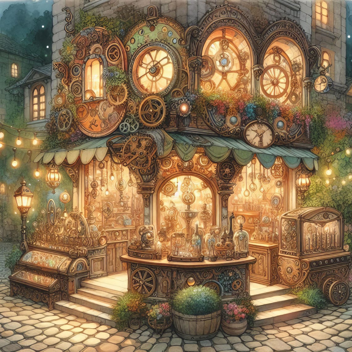 Steampunk Shop: 10 High Res Watercolor Jpegs, Junk Journaling, Card ...