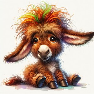 Quirky Little Donkey: Clip Art, 10 High Res Watercolor Jpgs, Junk ...