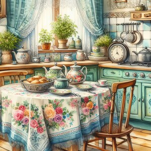 Grandma's Kitchen Clip Art Bundle 10 High Res Watercolor Jpgs for Junk ...