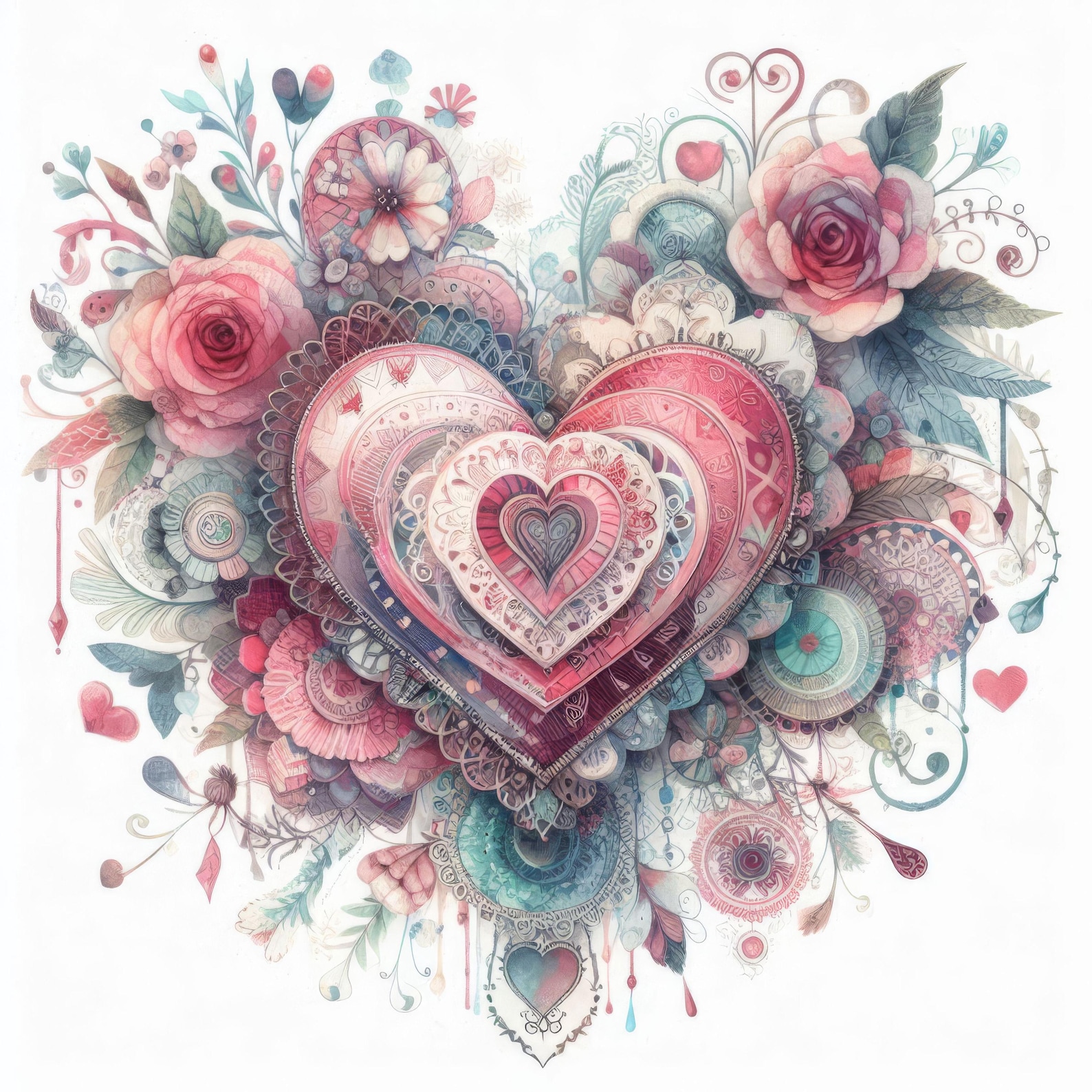 Unique Hearts 10 High Res Watercolor Jpgs Junk Journaling, Card Making ...
