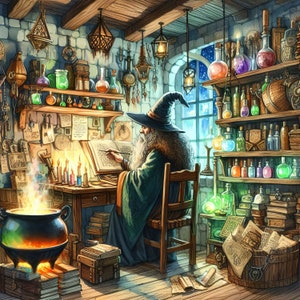 Wizard's Workshop Clip Art Bundle 10 High Res Watercolor Jpgs Junk ...