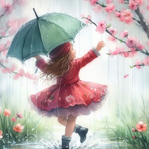 Dancing in the Spring Rain Clip Art Kit 10 High Res Watercolor Jpgs for ...