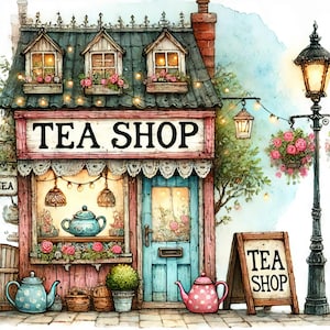 Tea Shop 10 High Res Watercolor Jpgs Junk Journaling, Scrapbooking ...