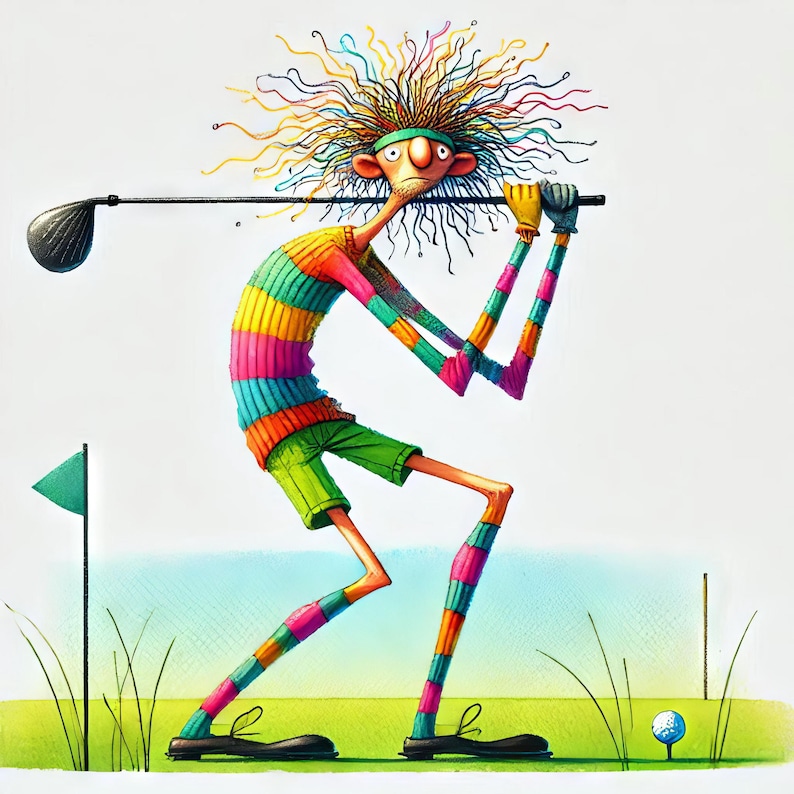 Quirky Golf #2 10 High Res Watercolor Jpgs for Junk Journaling ...