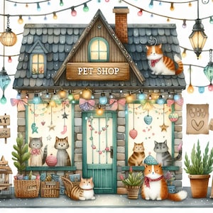 Pet Shop Clip Art 10 High Res Watercolor Jpgs Junk Journaling ...