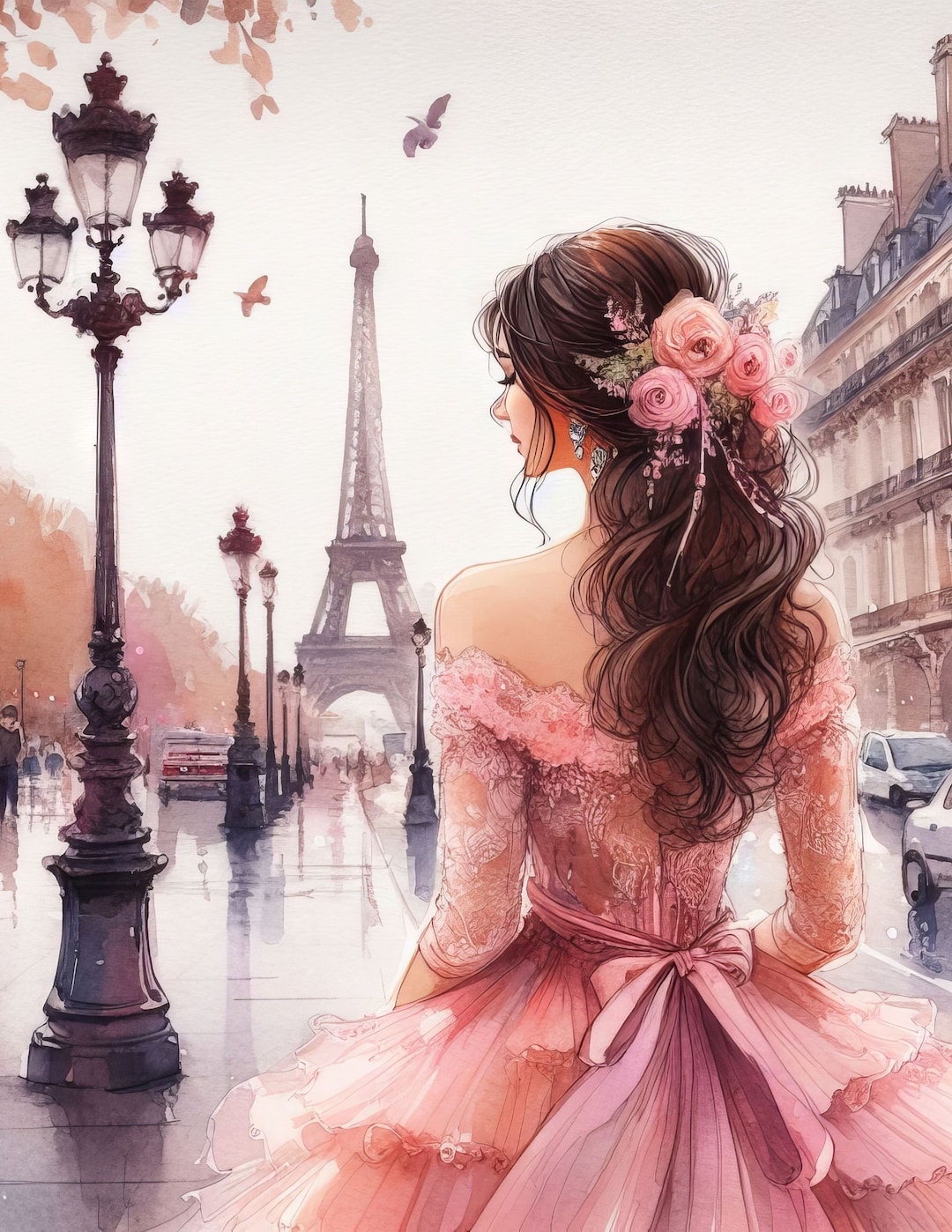 Paris in Pink Clip Art Kit 10 High Res Watercolor Jpgs for Junk ...