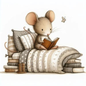 Bedtime Mouse Clip Art Kit 10 High Res Watercolor Jpgs for Junk ...