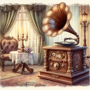 Vintage Victrola Clip Art 10 High Res Watercolor Jpgs for Junk ...