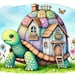 Whimsical Turtle House: 10 High Res Watercolor Jpgs, Junk Journaling ...