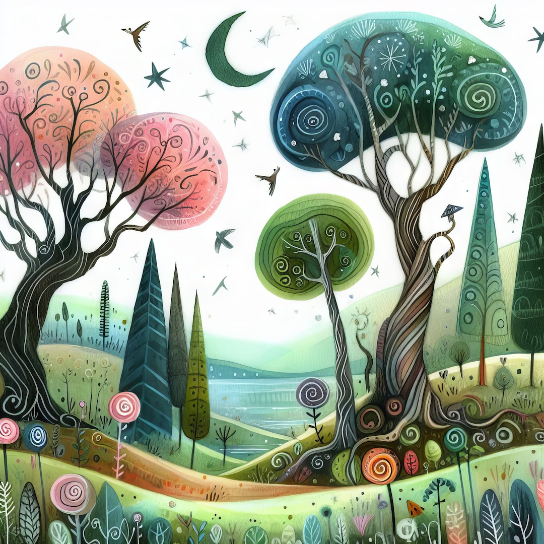 Whimsical Trees Clip Art Bundle 10 High Res Watercolor Jpgs Junk ...