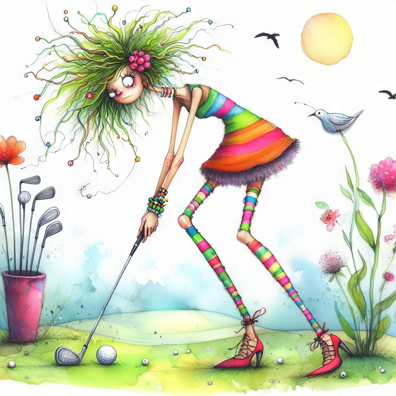 Quirky Golf 10 High Res Watercolor Jpgs for Junk Journaling ...