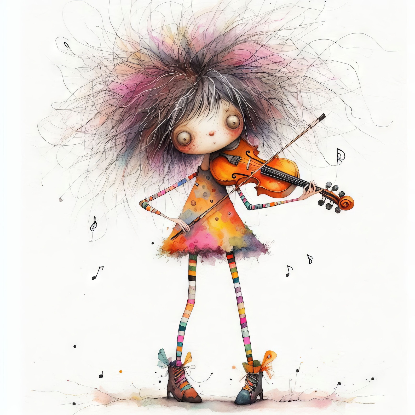Quirky Violin: Clip Art, 10 High Res Watercolor Jpgs, Junk Journaling ...