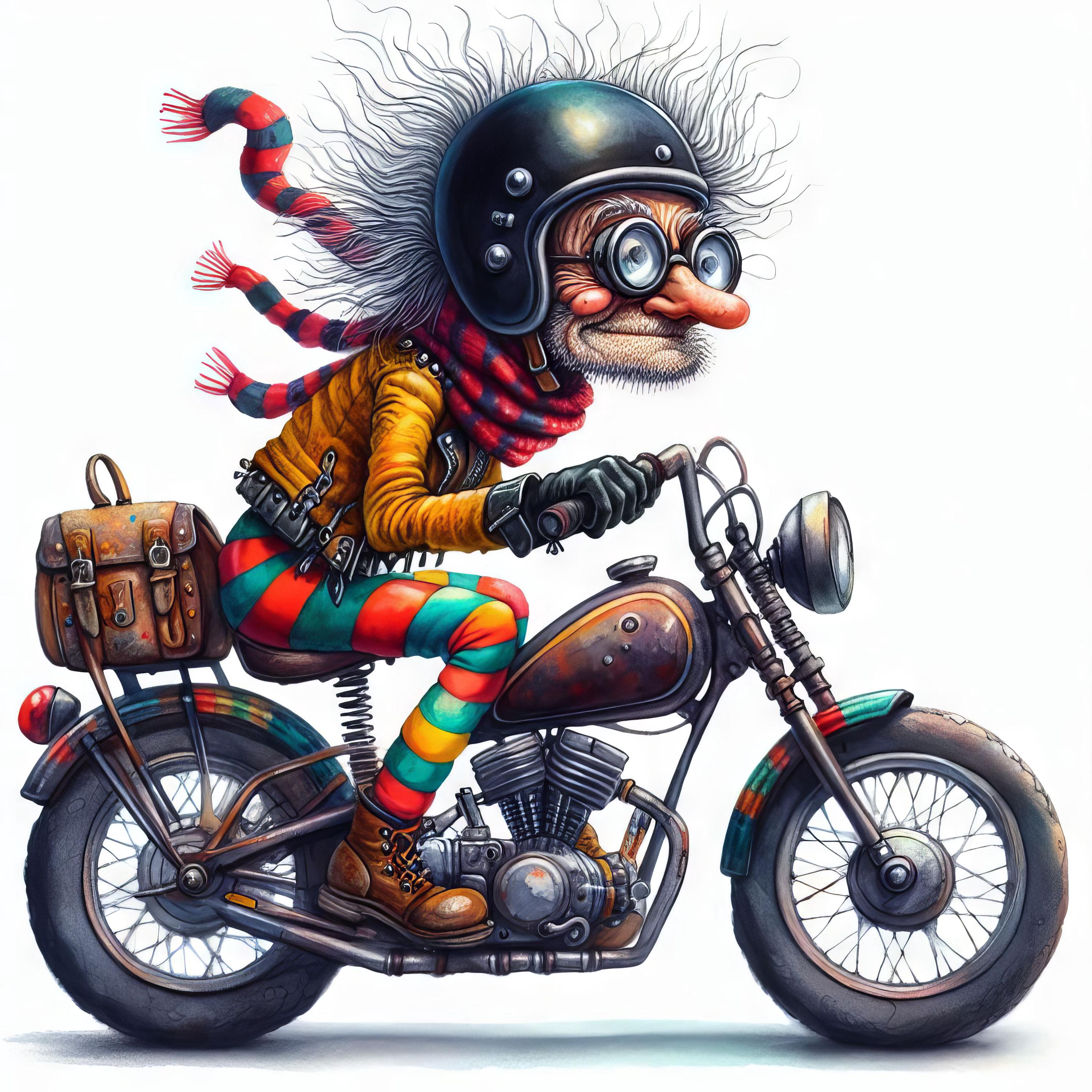 Quirky Motorcycle Clip Art 10 High Res Watercolor Jpgs for Junk ...