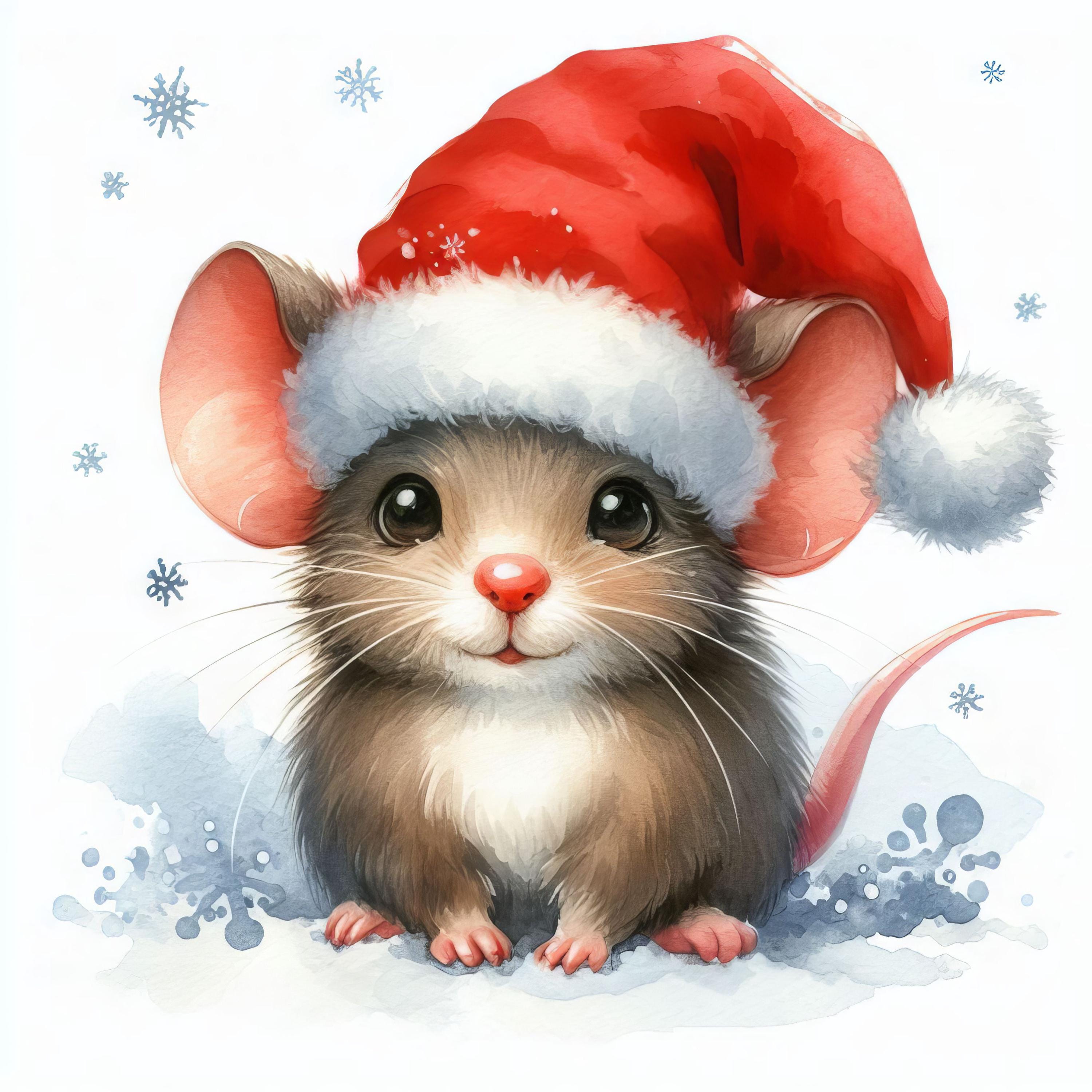 Sweet Christmas Mouse: 10 High Res Watercolor Jpgs, Junk Journaling ...
