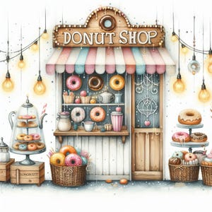 Donut Shop Clip Art 10 High Res Watercolor Jpgs Junk Journaling ...
