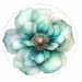 Exquisite Gold Edged Aqua Flower Clip Art 10 High Res Watercolor Jpgs ...