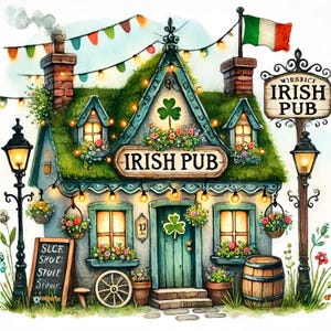 Irish Pub#2: 10 High Res Watercolor Jpgs, Junk Journaling, Scrapbooking ...
