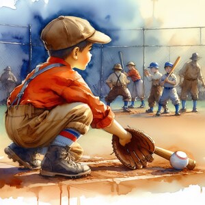 Batter Up! : Clip Art, 10 High Res Watercolor Jpgs, Junk Journaling ...